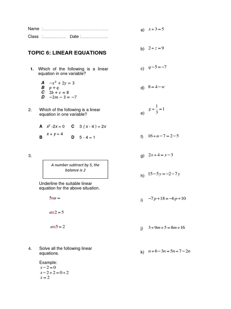 TOPIC 6linear Equations | PDF | Equations | Mathematical Concepts TOPIC 6linear Equations | PDF | Equations | Mathematical Concepts