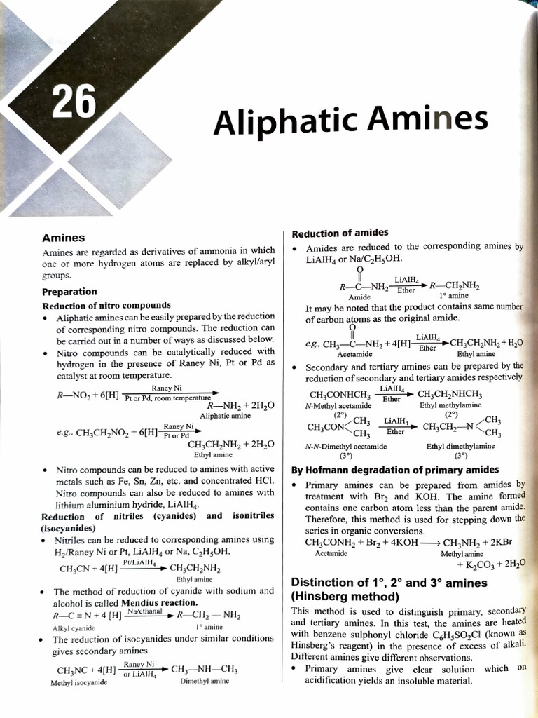 Aliphatic Amines | PDF