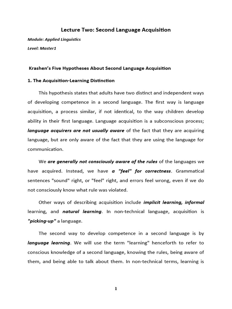 Second Language Acquisition Stephen Krashen | PDF | Second Language Acquisition | Language ...
