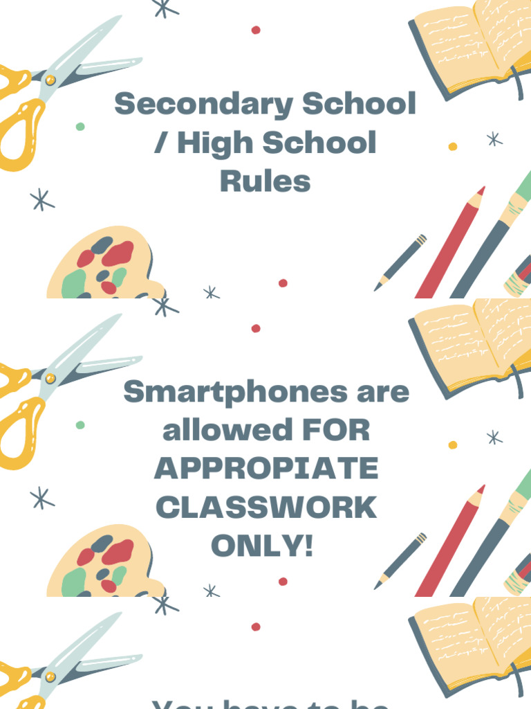 Secondary School Classroom Rules | PDF | Language Arts & Discipline