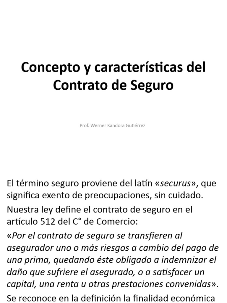 2concepto y Características Del Contrato de Seguro | PDF | Póliza de seguros | Seguro