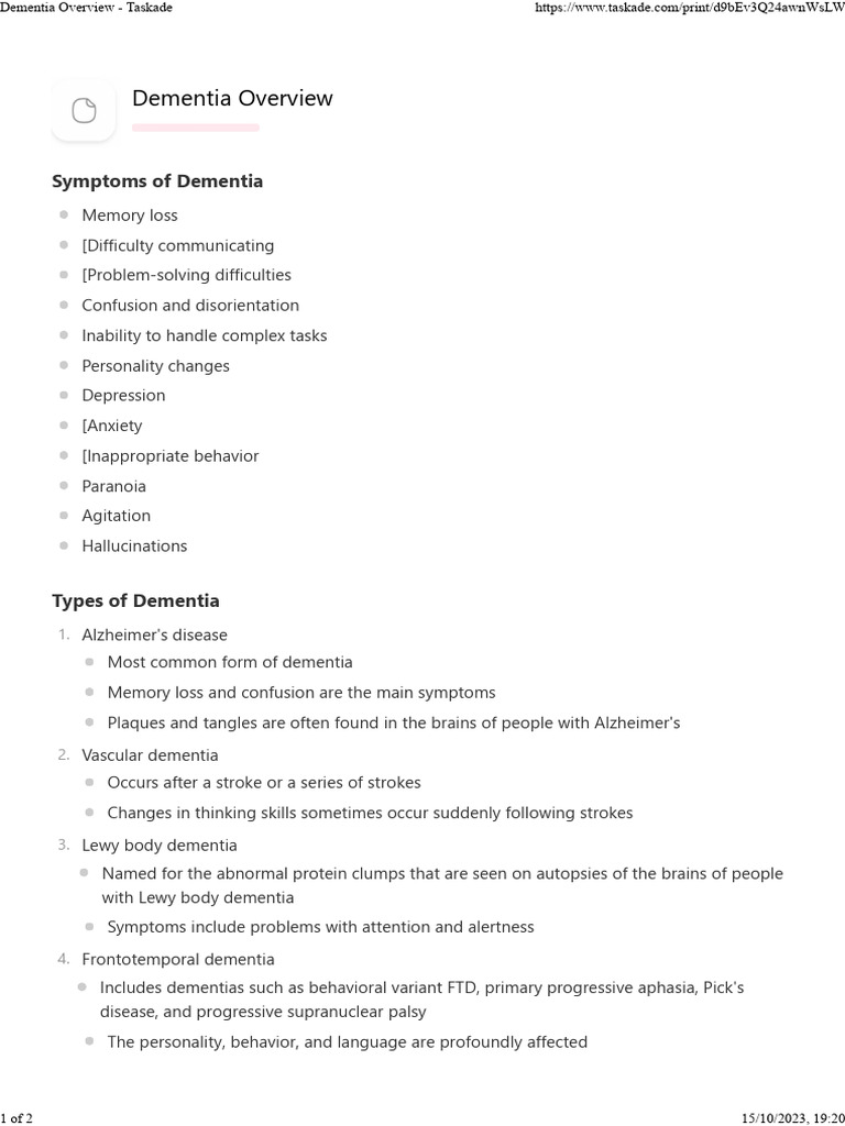MINDMAP | PDF | Dementia | Alzheimer's Disease