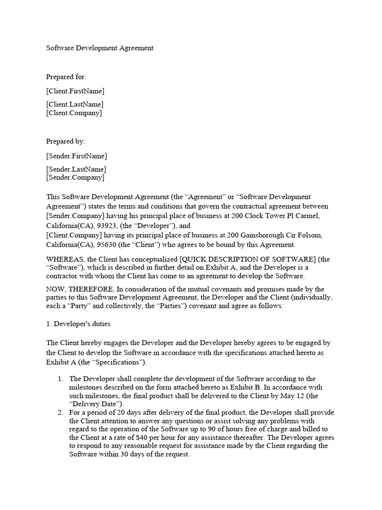 Software Development Agreement | PDF