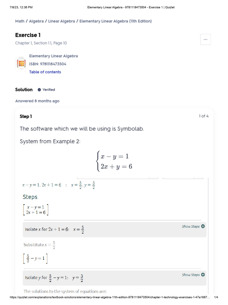 Exercise 1: The Software Which We Will Be Using Is Symbolab. System ...