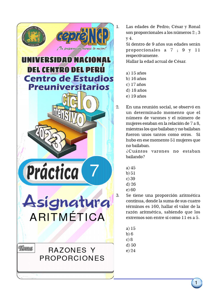 Semana 7 - A - Razones y Proporciones - CI 2023 | PDF