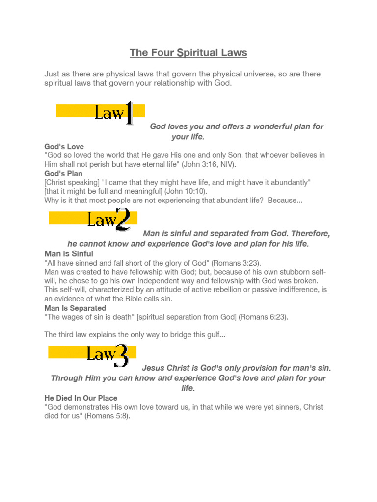 Four Spiritual Laws | PDF | Jesus | Sin