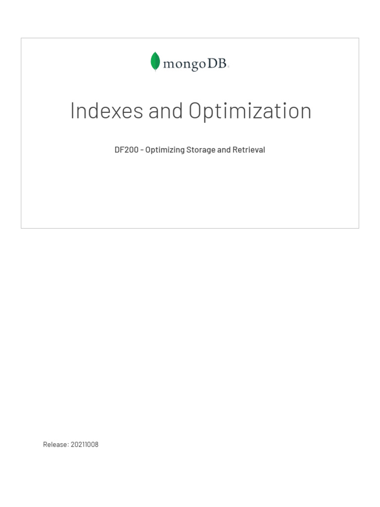 DF200 - 01 - Indexes and Optimization Mongo DB Training | PDF ...