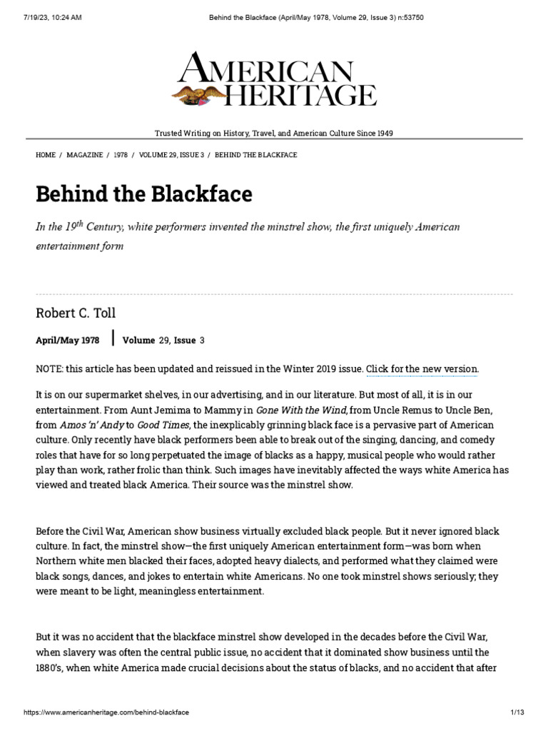 Behind The Blackface (April - May 1978, Volume 29, Issue 3) N - 53750 | PDF