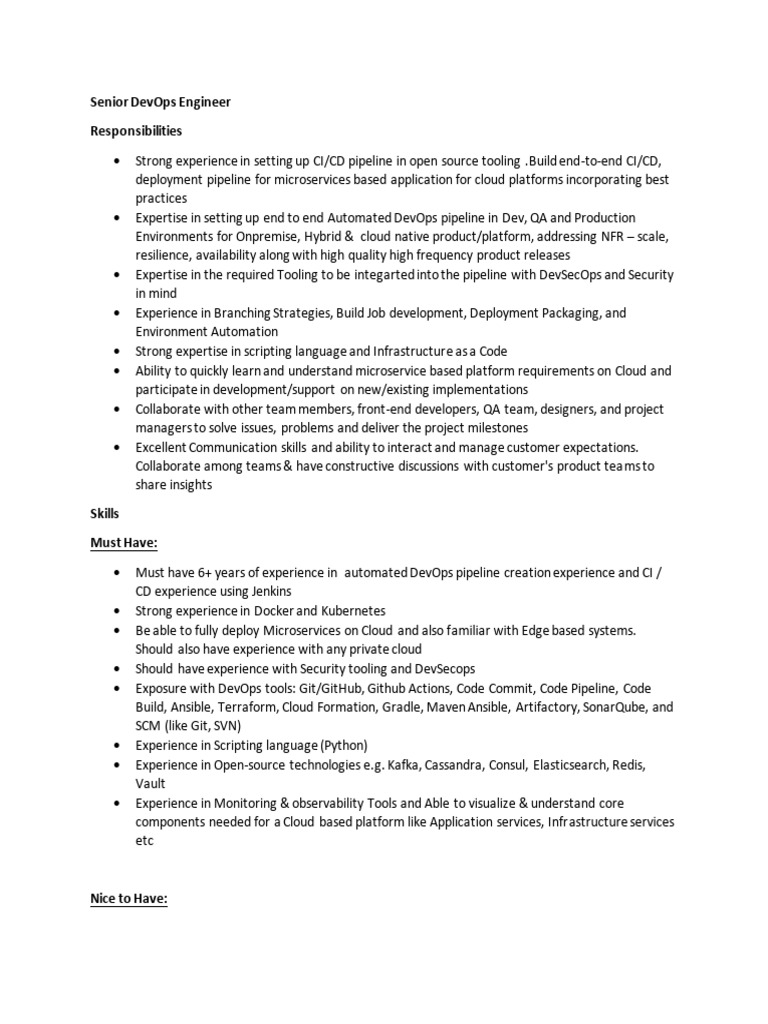 Senior DevOps Engineer | PDF | Cloud Computing | Computing