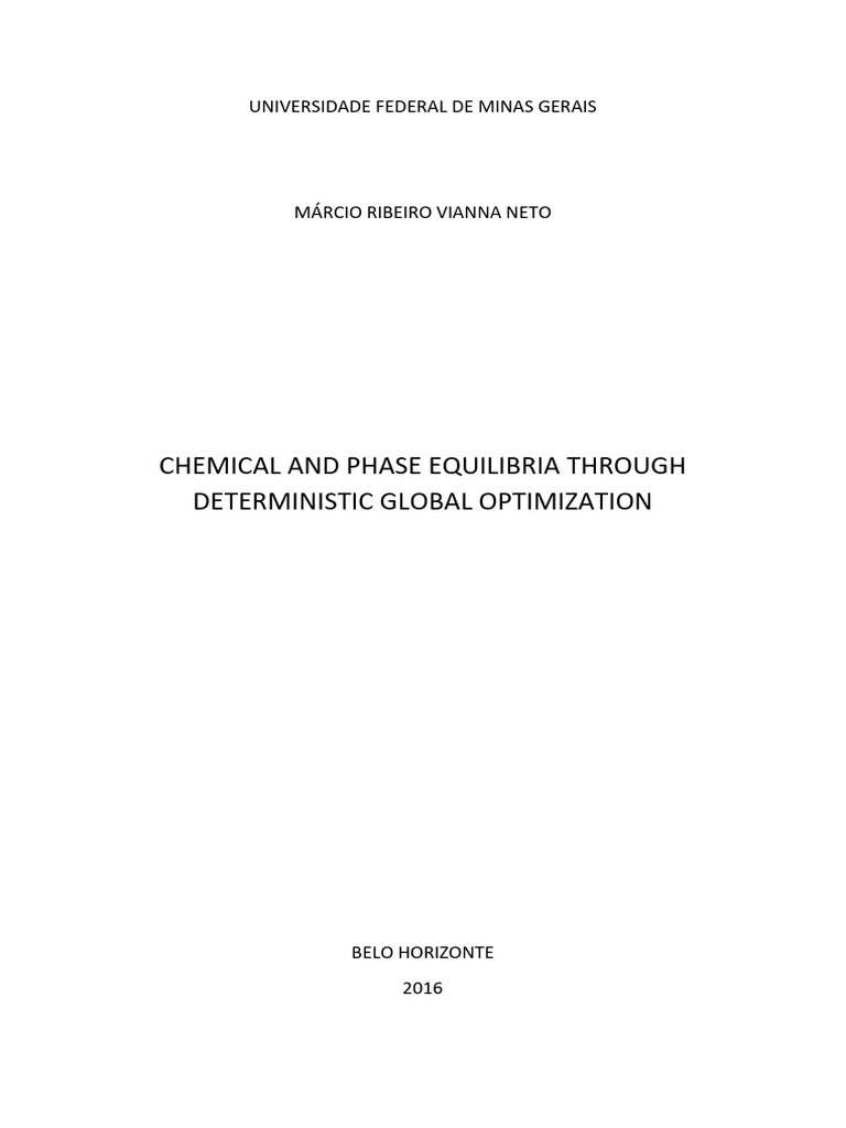 Chemical And Phase Equilibria Through Deterministic Global Optimization Pdf Mathematical