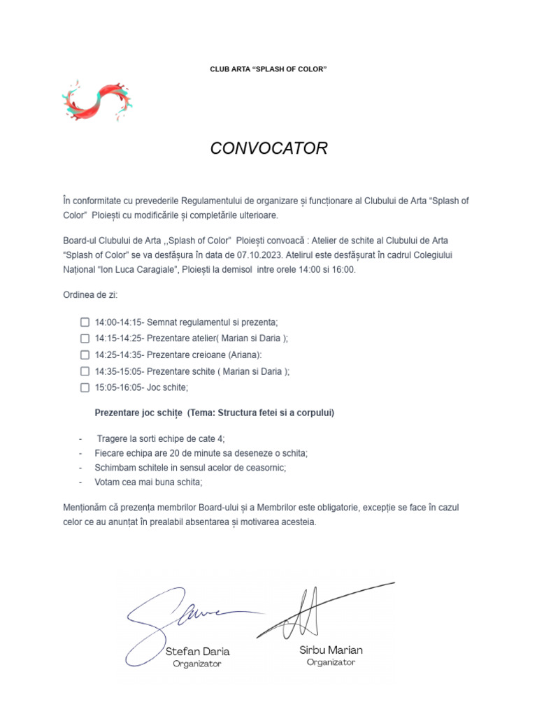 Club Arta "Splash of Color" | PDF