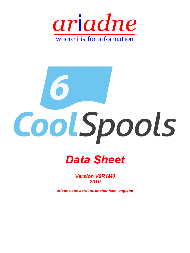 CoolSpools Data Sheet V6R1 | PDF | Microsoft Excel | Databases
