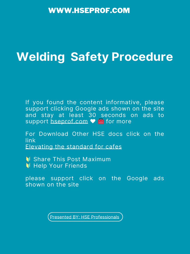 Welding Safety Procedures Guide | PDF | Welding | Construction