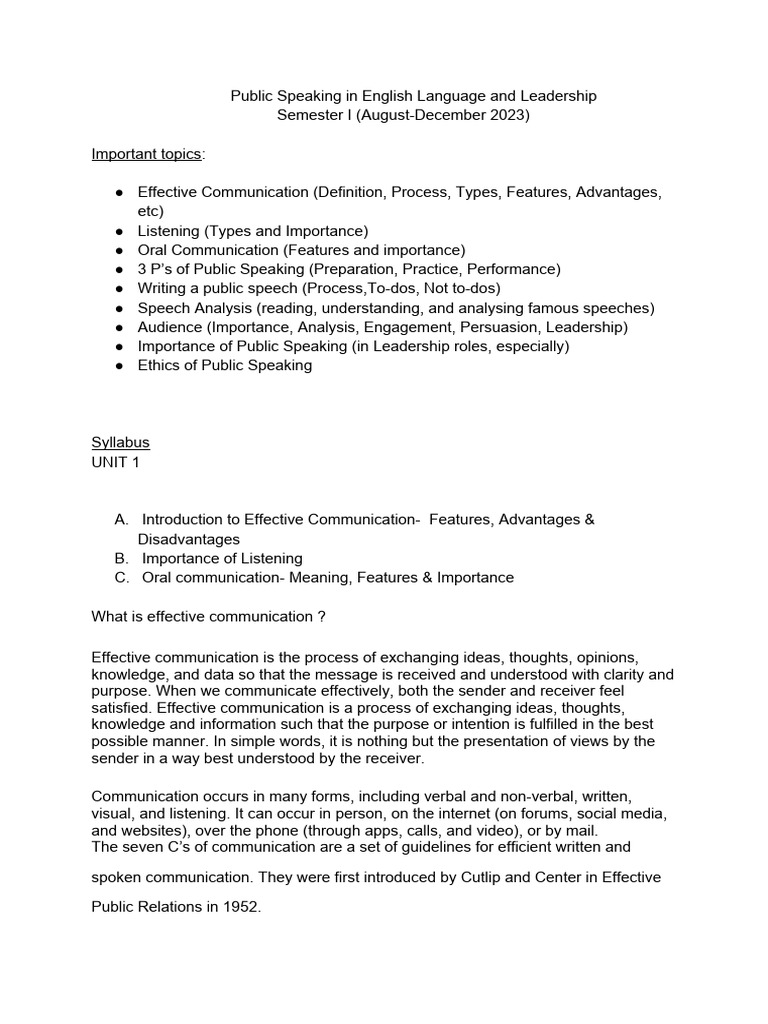 PSEL August-December 2023 | PDF | Public Speaking | Communication