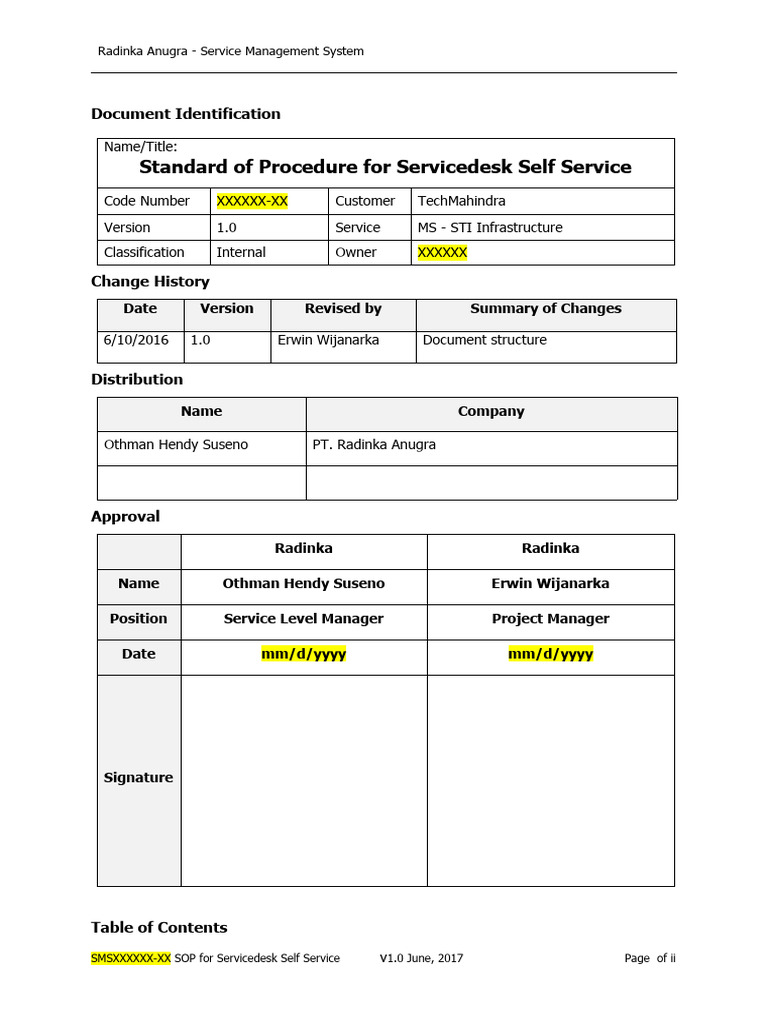 SOP - Servicedesk Self Service - STI - V1R015082017 | PDF | Business