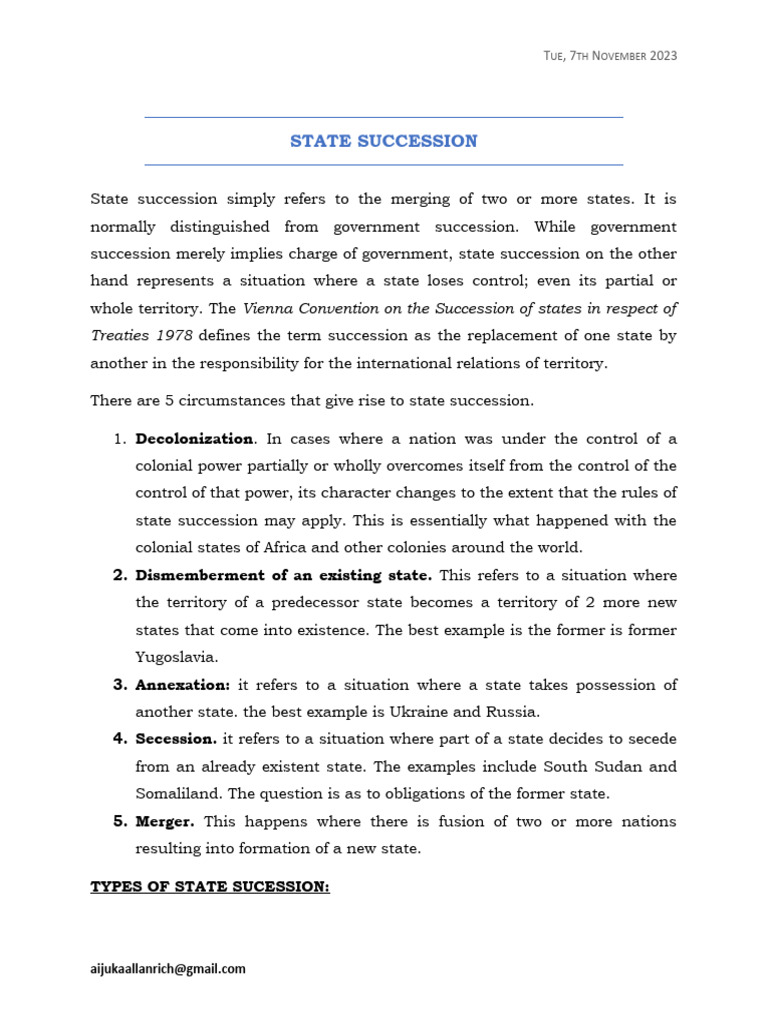 State Sucession. Dr. Godber T | PDF