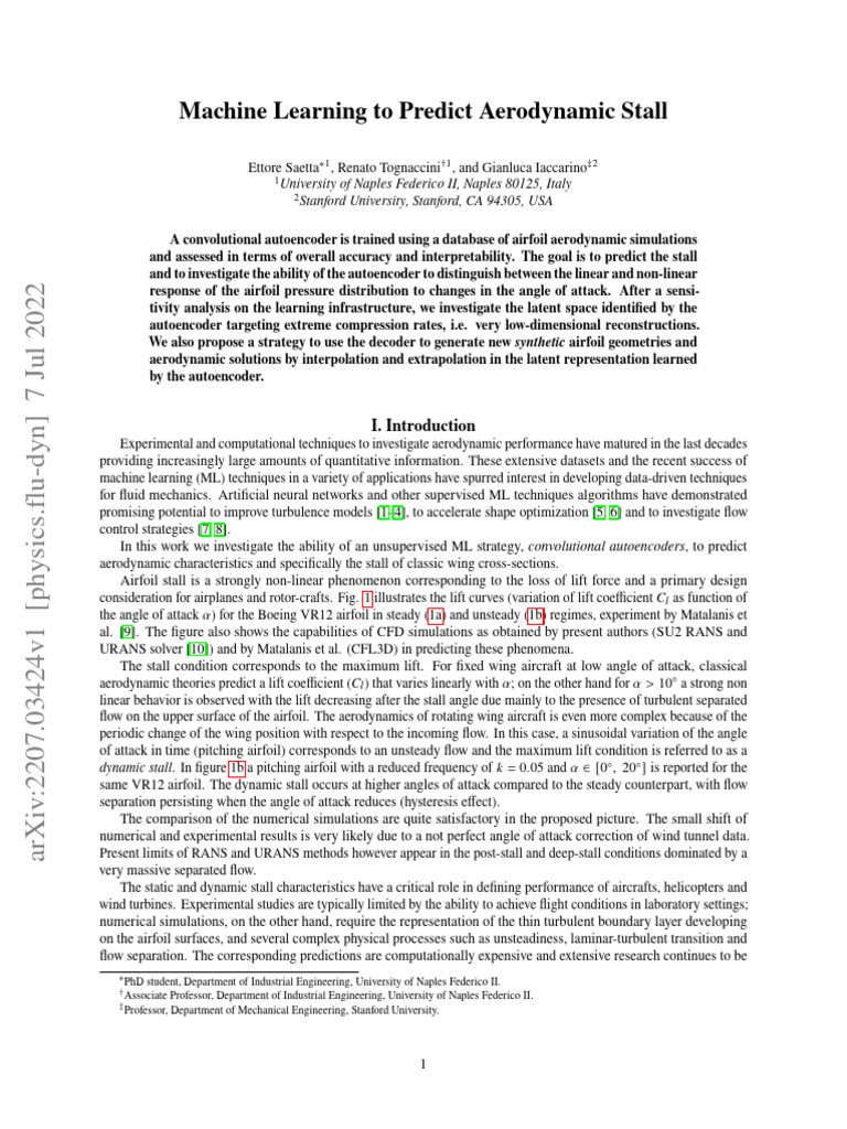 Machine Learning To Predict Aerodynamic Stall | PDF