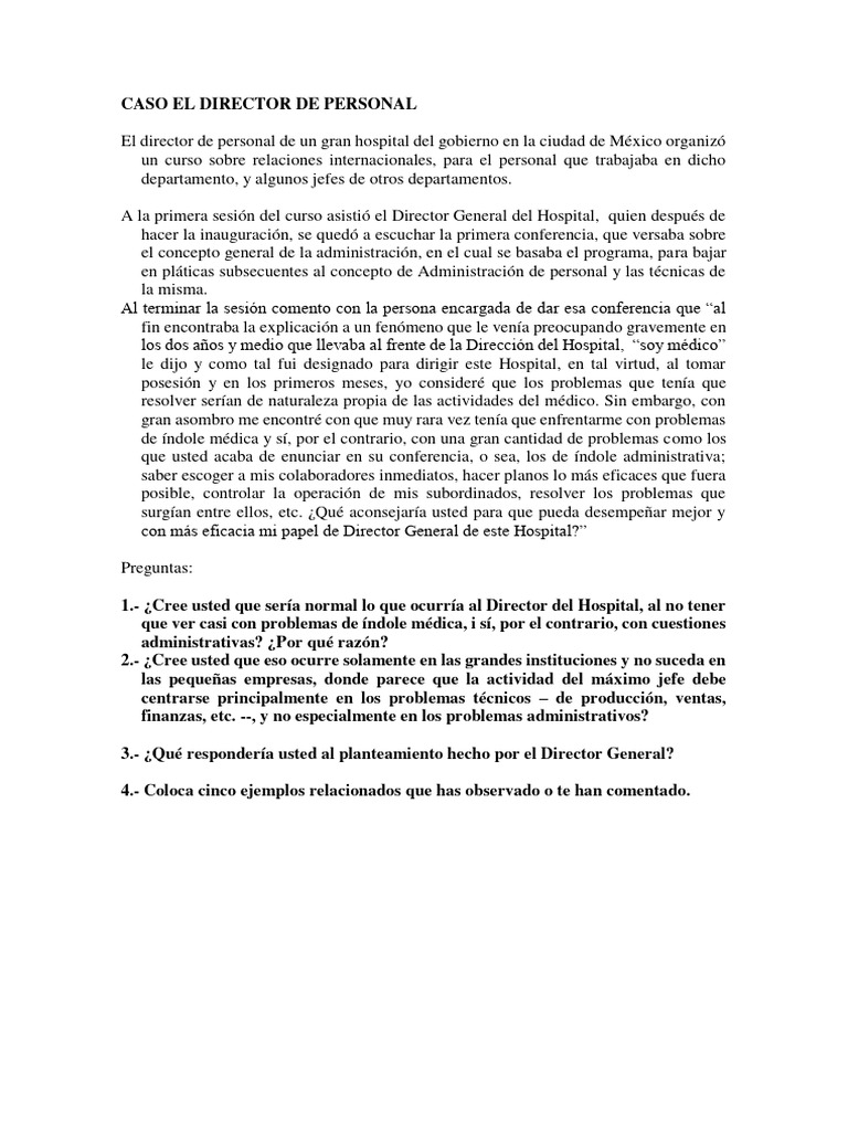 1.1 CASO 9 El Director de Pesonal Con Guía de Discusión | PDF | Crecimiento personal y ...