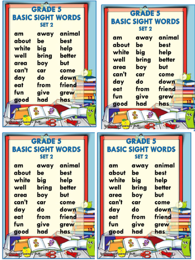 Grade 5 Basic Sight Words | PDF