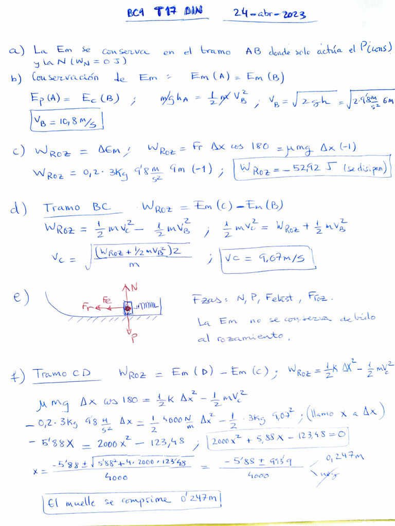 Corrección T17 W y em | PDF | Ingeniería mecánica | Fricción