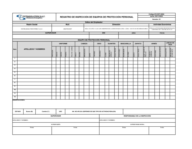 A3a-Frm-Ssoma-17 Registro de Inspección de Epps | PDF A3a-Frm-Ssoma-17 Registro de Inspección de Epps | PDF