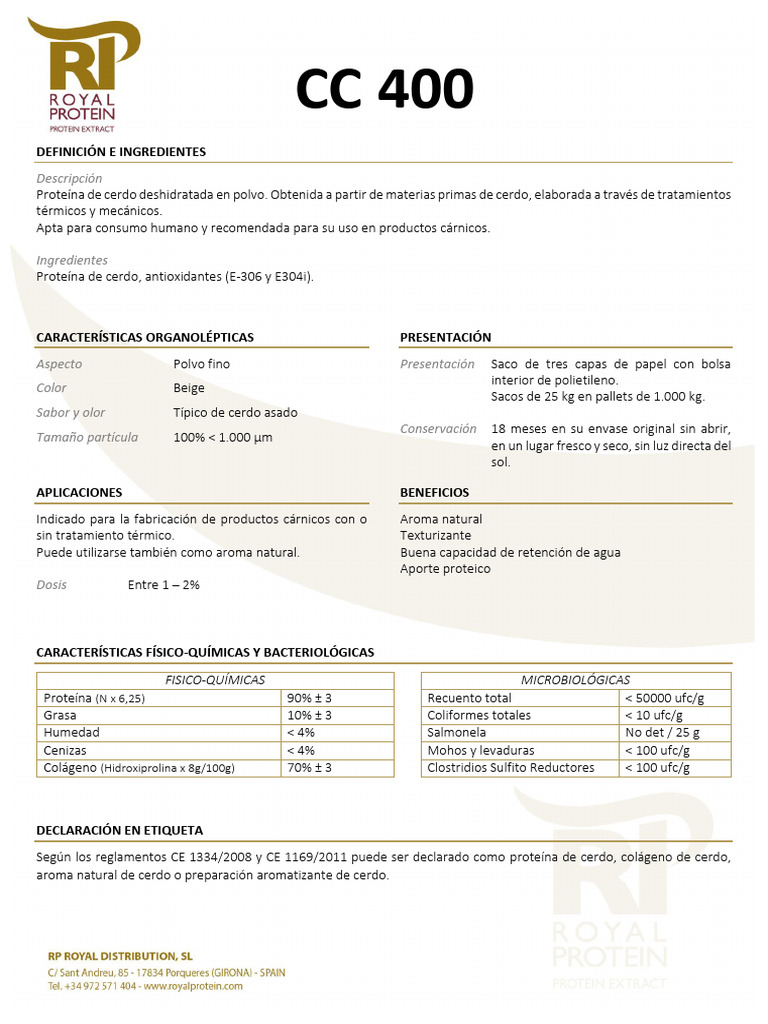 FT CC400 V.10 Esp | Descargar gratis PDF | Comida y bebida | Alimentos