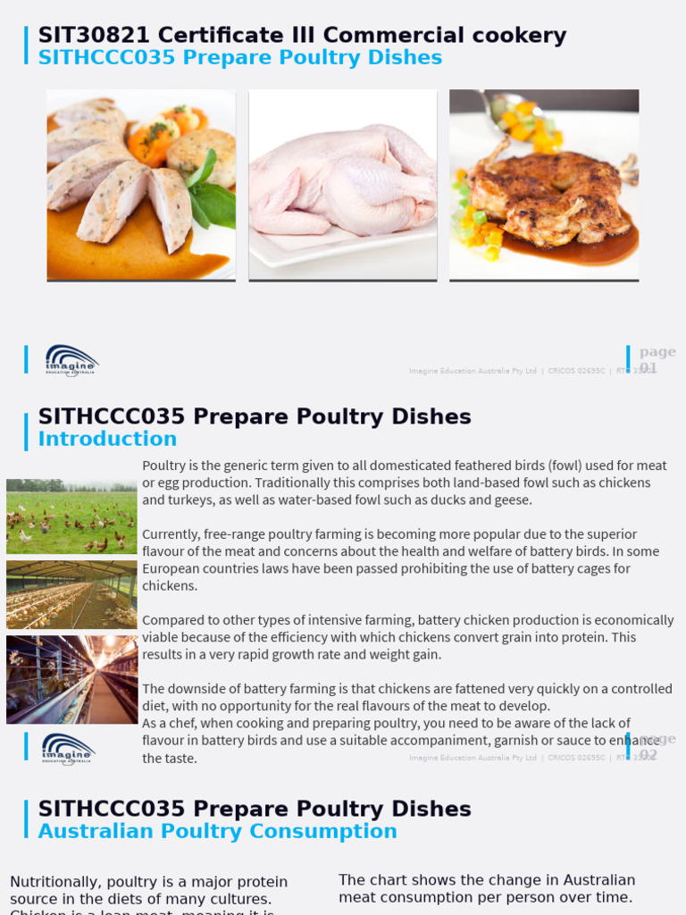 SIT30821 Certificate III Commercial Cookery: SITHCCC035 Prepare Poultry ...