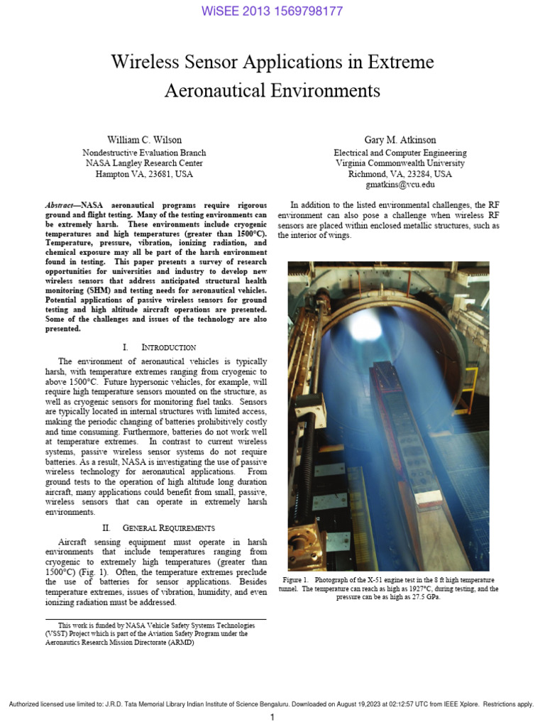 Wireless Sensors for Extreme Aviation Environments | PDF ...