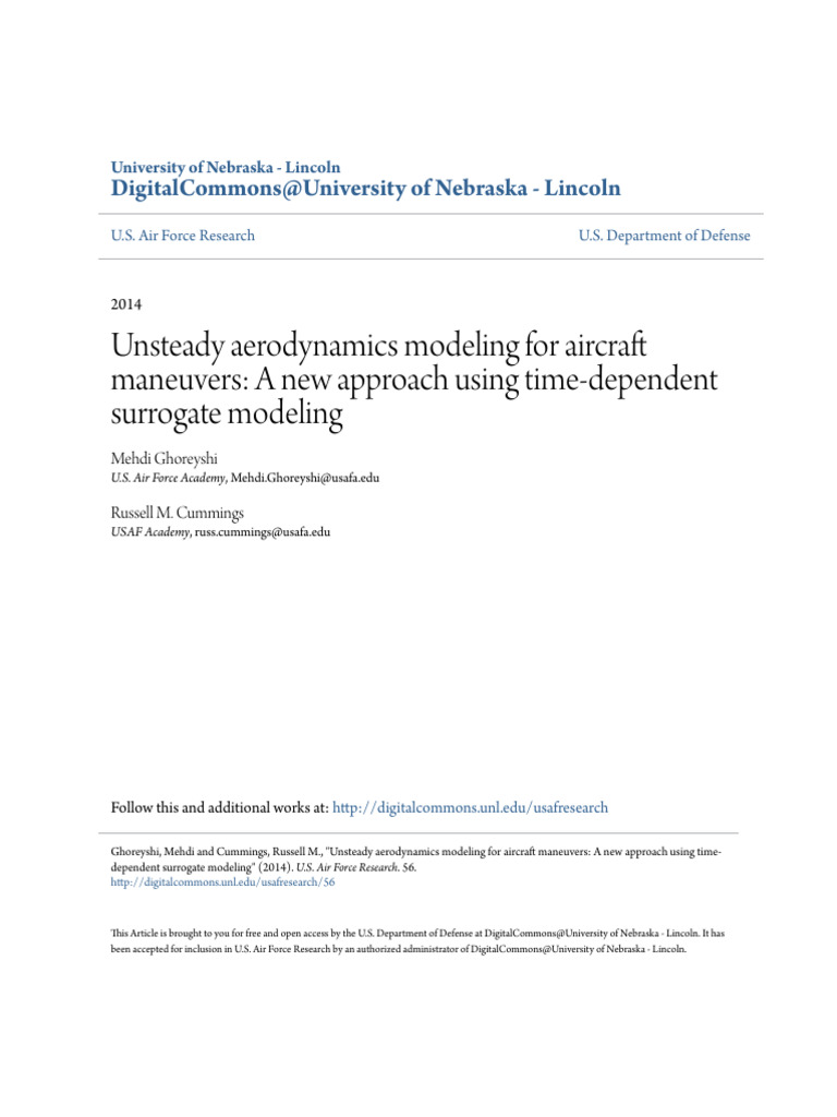 Unsteady Aerodynamics Modeling For Aircraft Maneuvers A New Appr Pdf