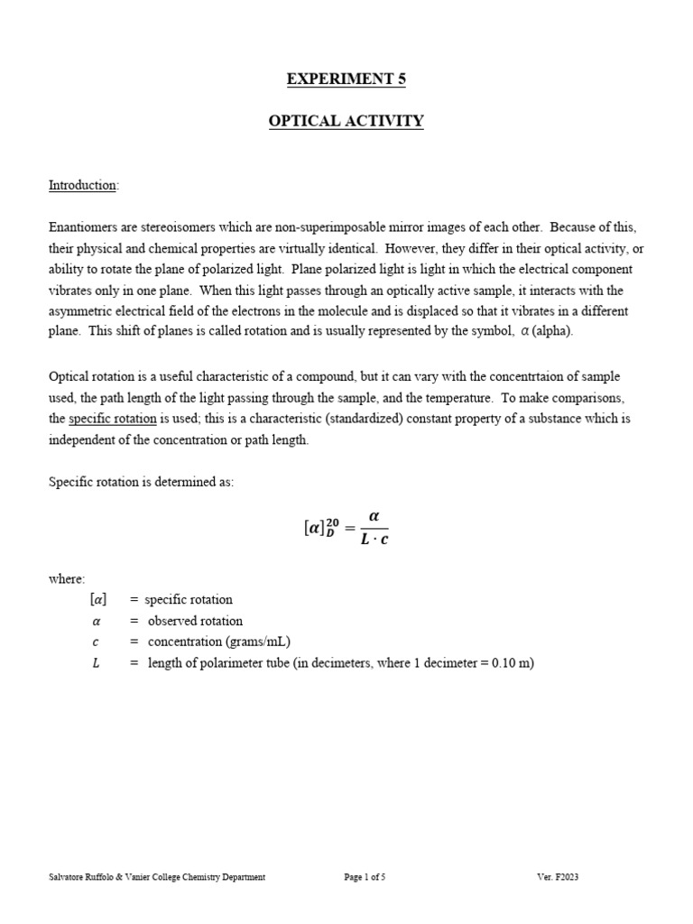 HTJ Lab Manual - Experiment 5 - Polarimetry - F23 | PDF