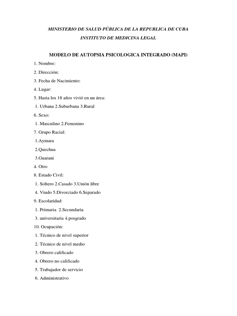 MAPI Adecuado | PDF | Suicidio | Alcoholismo