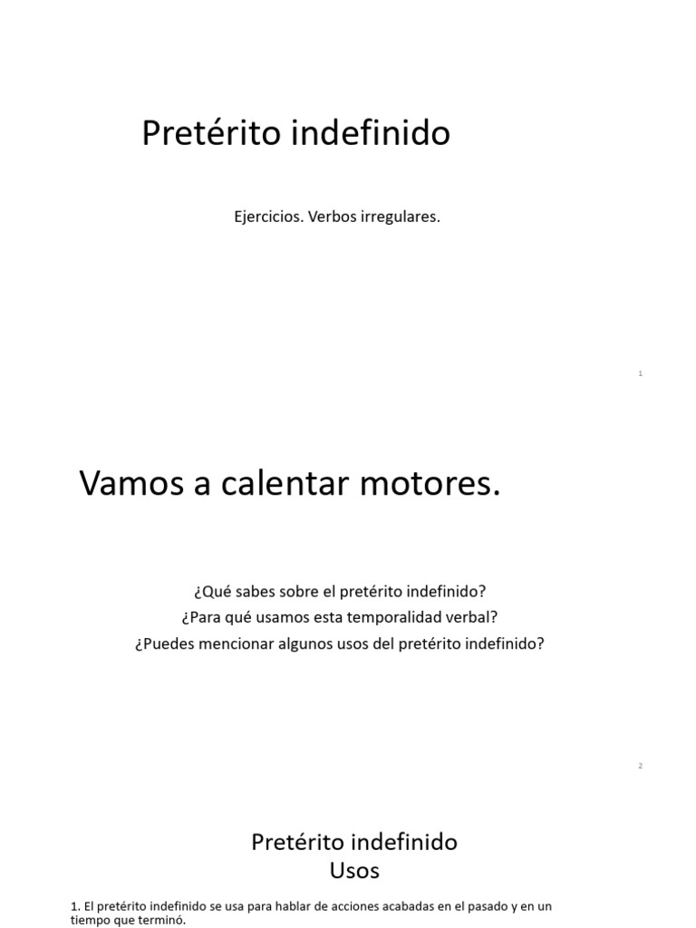 Pretérito Indefinido Ejercicios Verbos Irregulares 3 | PDF