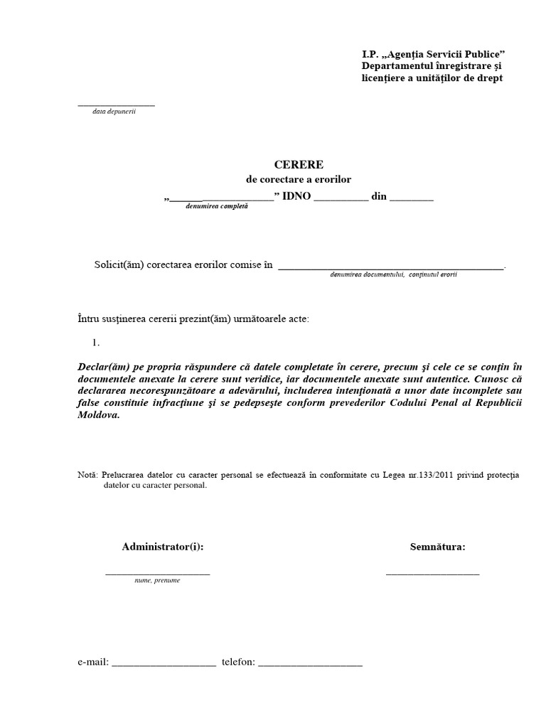 18 Cerere de Corectare A Erorilor | PDF