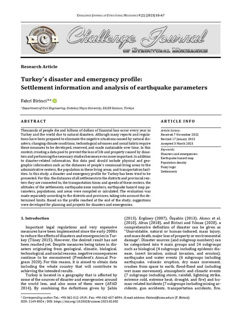 Settlement Information and Analysis of Earthquake Parameters | PDF | Earthquakes | Emergency