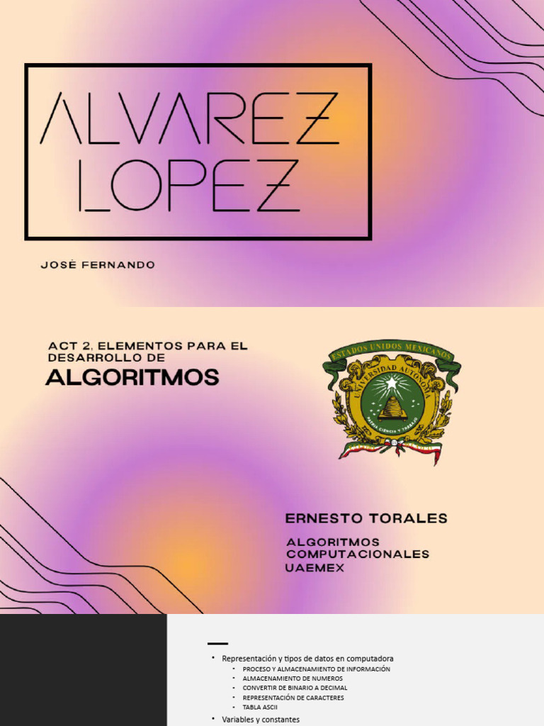 Act 2, Elementos para El Desarrollo de Algoritmos | PDF | División (Matemáticas) | Algoritmos