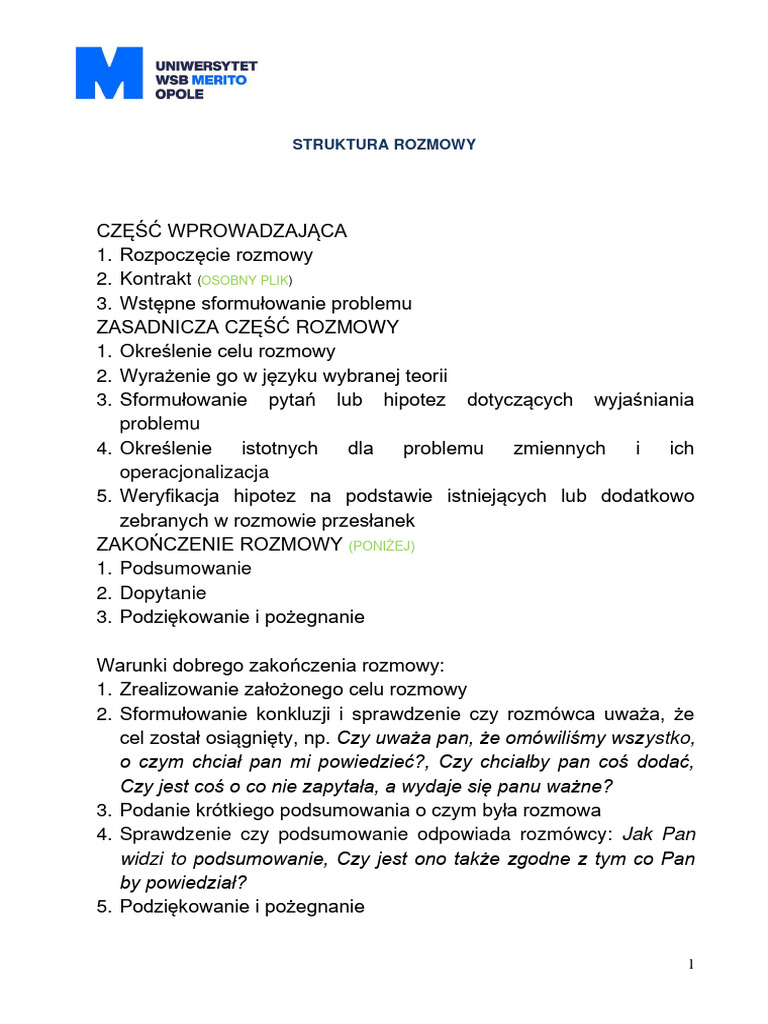 Struktura Rozmowy | PDF
