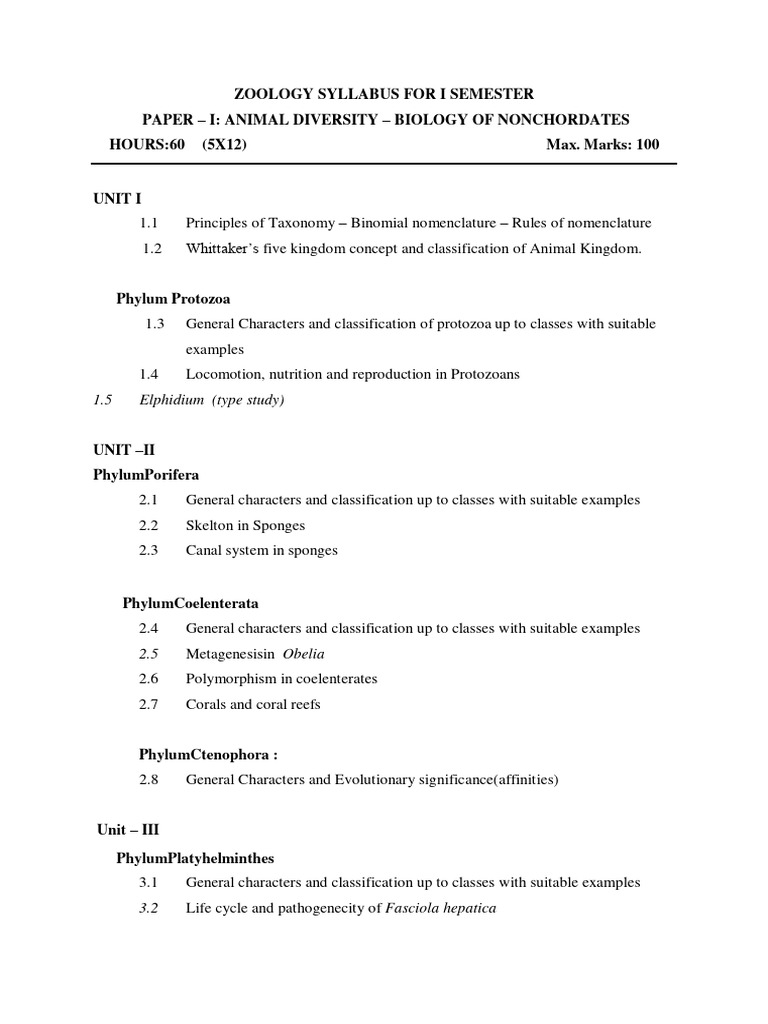 Invertebrate Zoology Syllabus Overview | PDF | Taxonomy (Biology ...