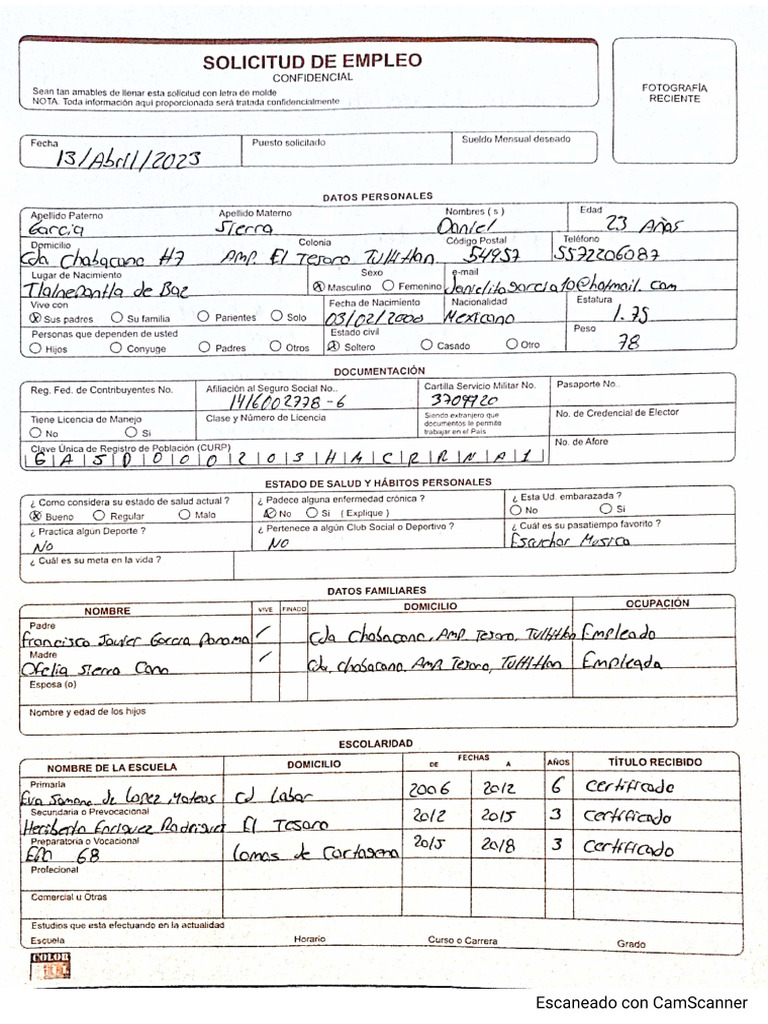 Solicitude Trabajo | PDF