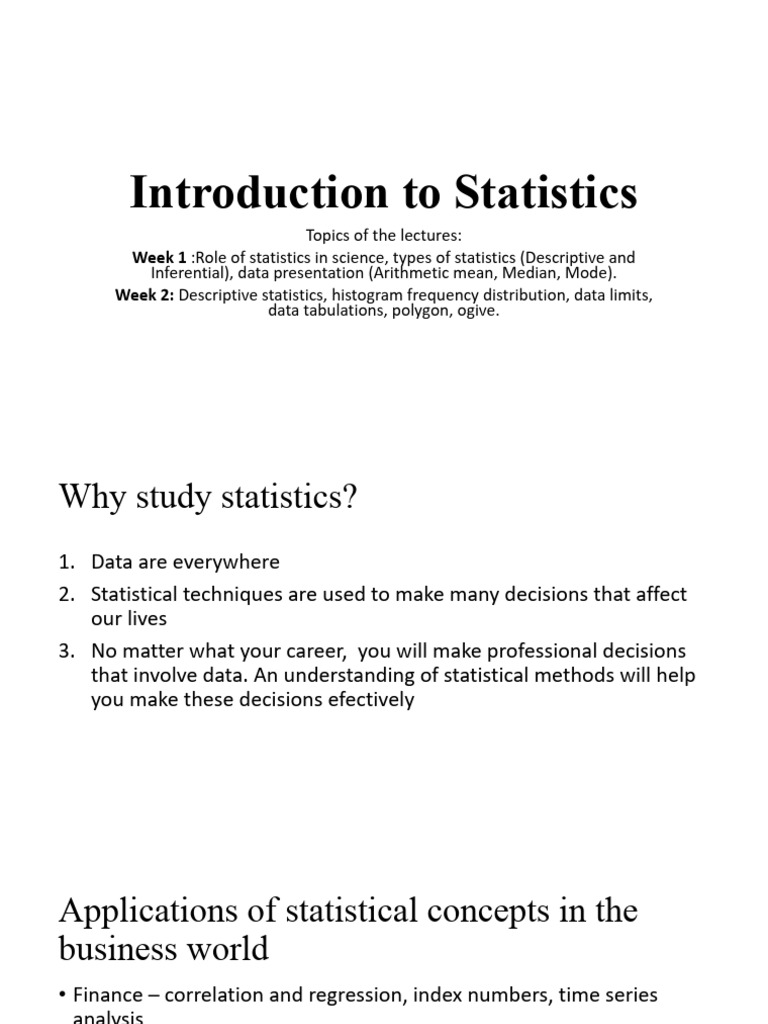 Introduction To Statistics-1 | PDF