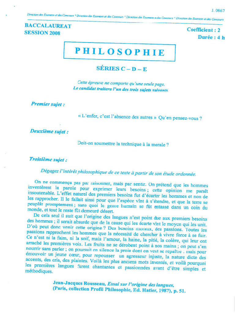 Bac D Philo 2008 | PDF