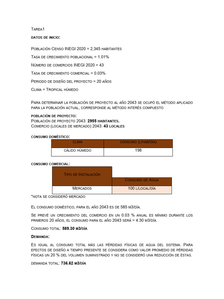 Proyección de Consumo de Agua 2043 | PDF | Ciencia y matemáticas ...