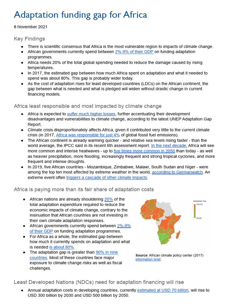 Adaptation Funding Gap For Africa | PDF | Climate Change | Africa
