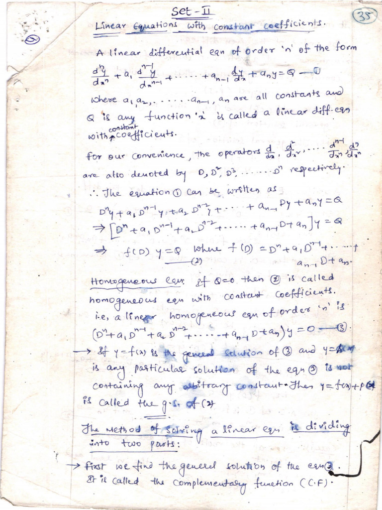 Set-2 Linear Equation With Constant Coefficients | PDF