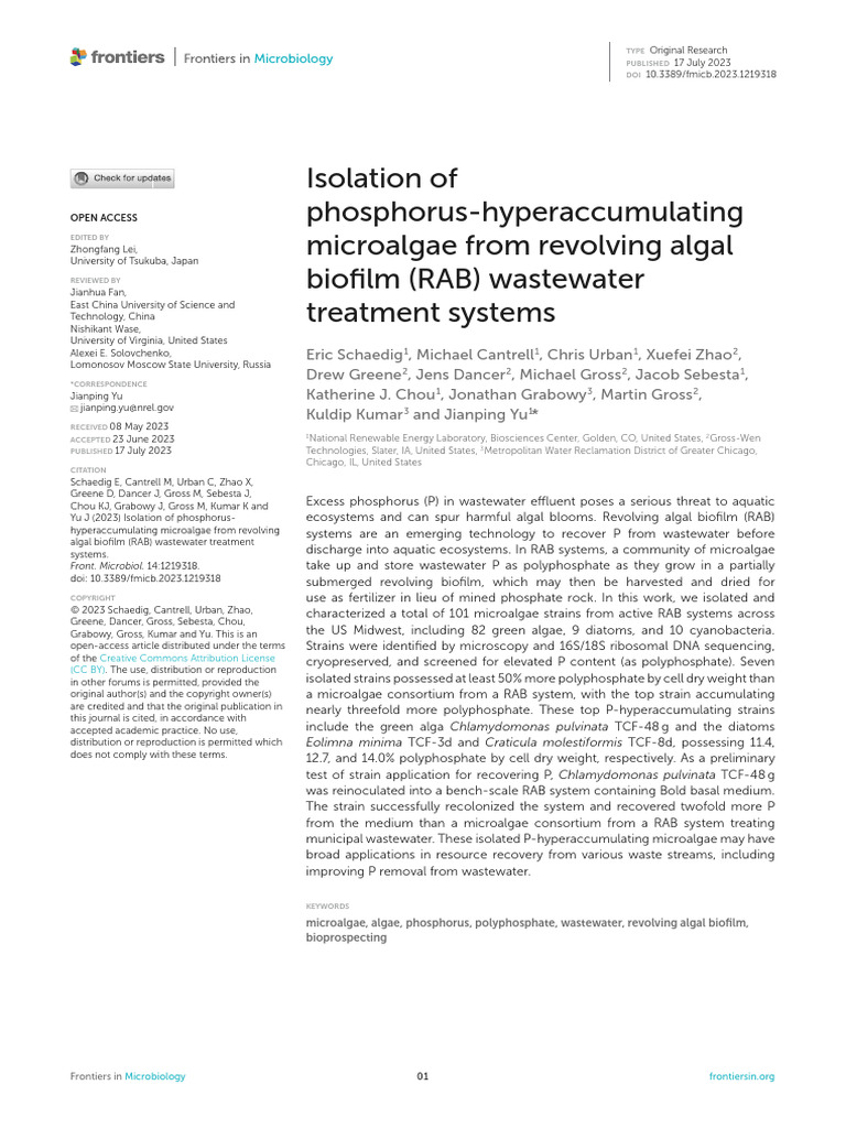 Isolation of Phosphorus-Hyperaccumulating Microalg | PDF | Sewage Treatment | Polymerase Chain ...