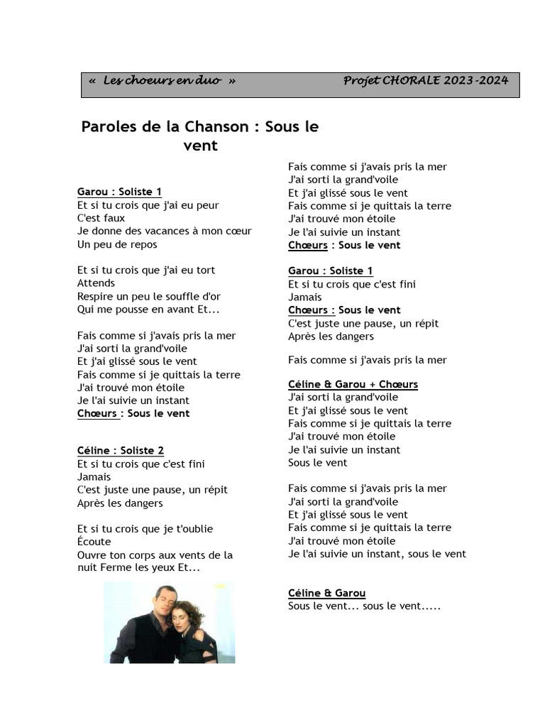 Paroles Sous Le Vent | PDF