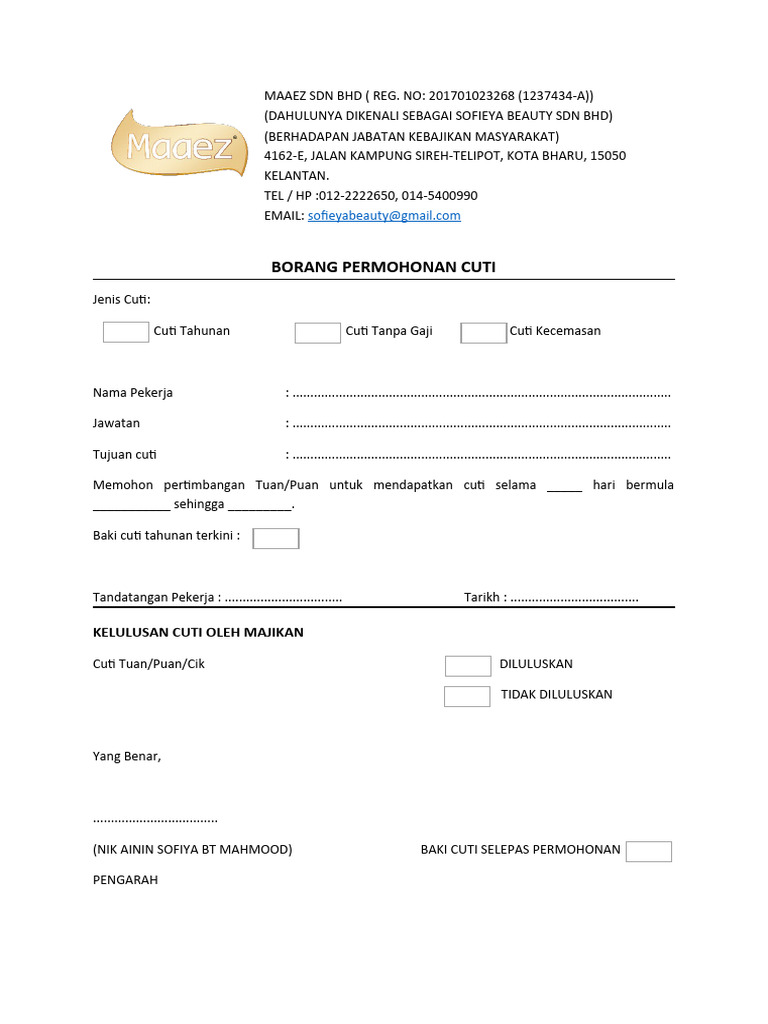 Borang Cuti Staff | PDF