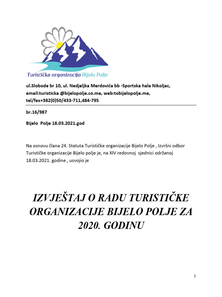 Izvjestaj o Radu 2020 Godina | PDF