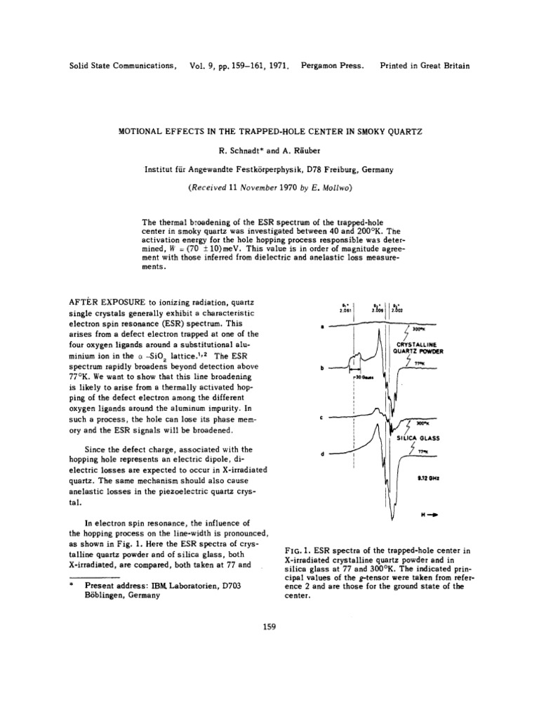 ESR Line Broadening in Smoky Quartz | PDF | Electron Paramagnetic ...