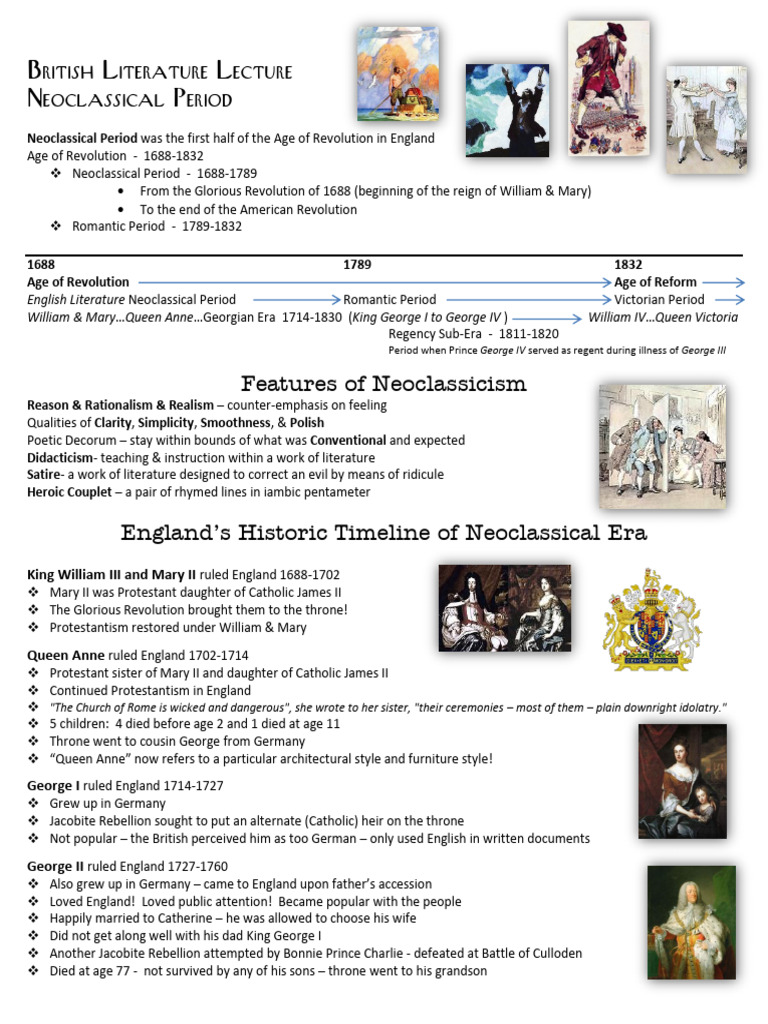 13-14 Brit Lit Outline Neoclassical Period | PDF | Daniel Defoe | Jonathan Swift