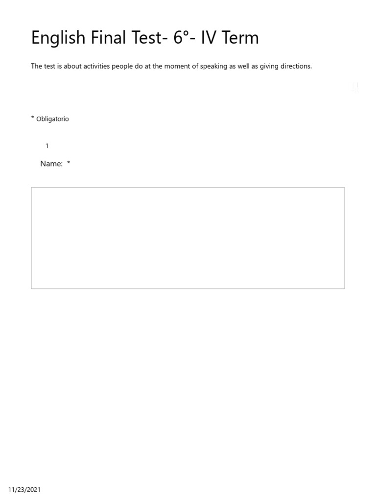 English 6th Grade Final Test Guide | PDF | Games & Activities
